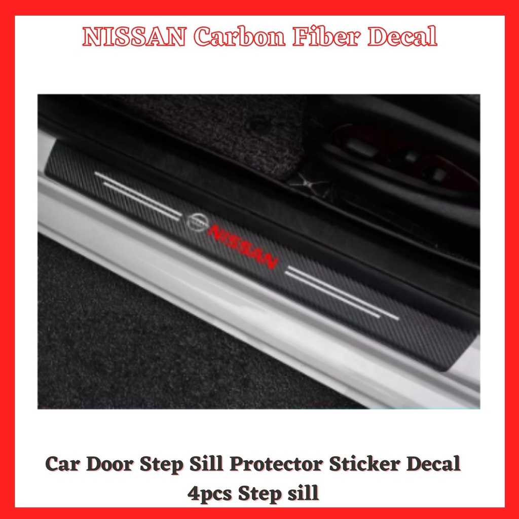 NISSAN Carbon Fiber Decal Car Door Step Sill Protector Sticker Decal ...