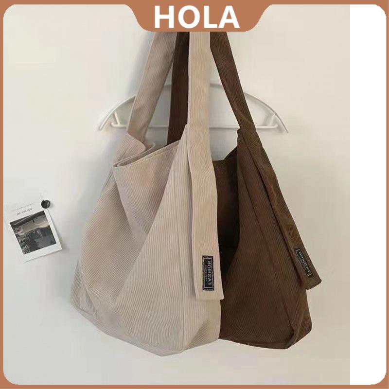 Hola Corduroy Korean New Fashion Canvas Tote Bag Casual Lady Shoulder ...
