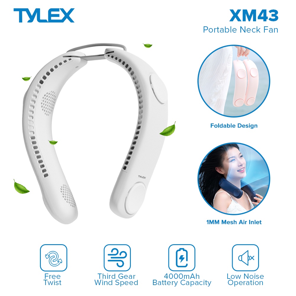 TYLEX XM43 Folding Neck Fan Four Turbine Blade Type-C Charging with ...