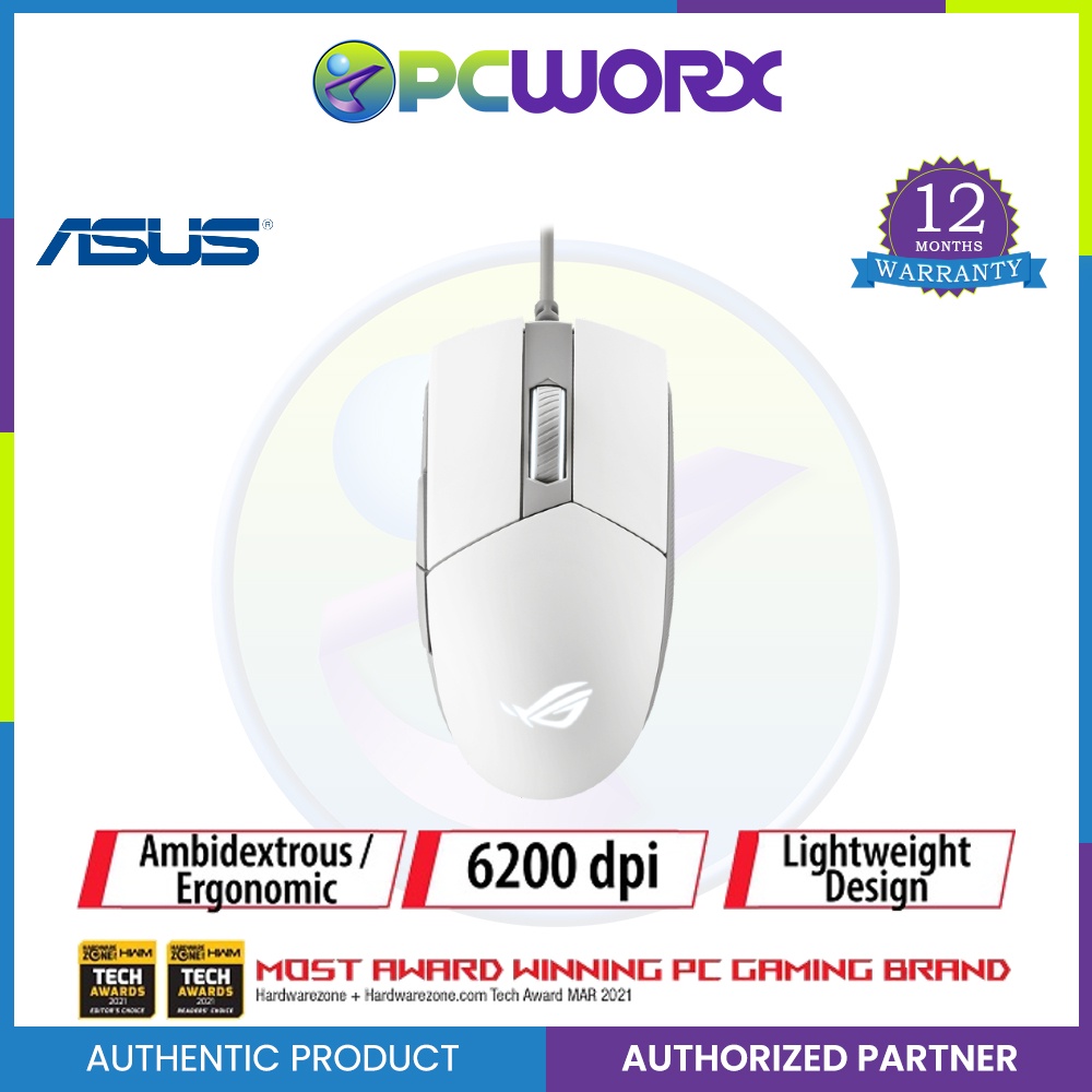 Asus ROG Strix Impact II Gaming Mouse (Moonlight White) | Shopee ...