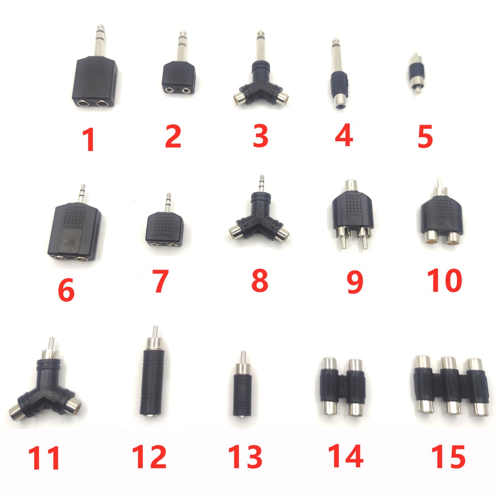 2pcs 3.5mm/6.35mm/rca Adapters jack plug Connector Connecter audio mono ...