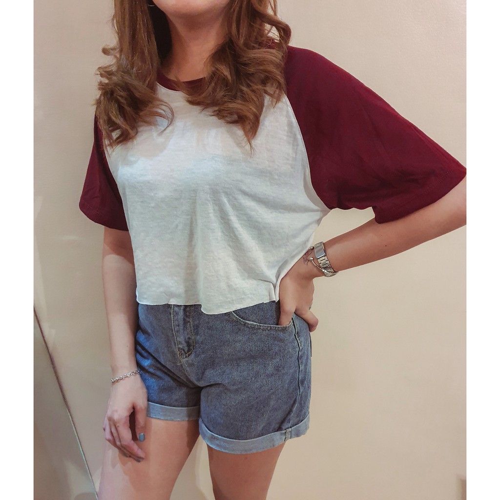 TH Harvard Korean oversized raglan crop tee (Free size) | Shopee ...