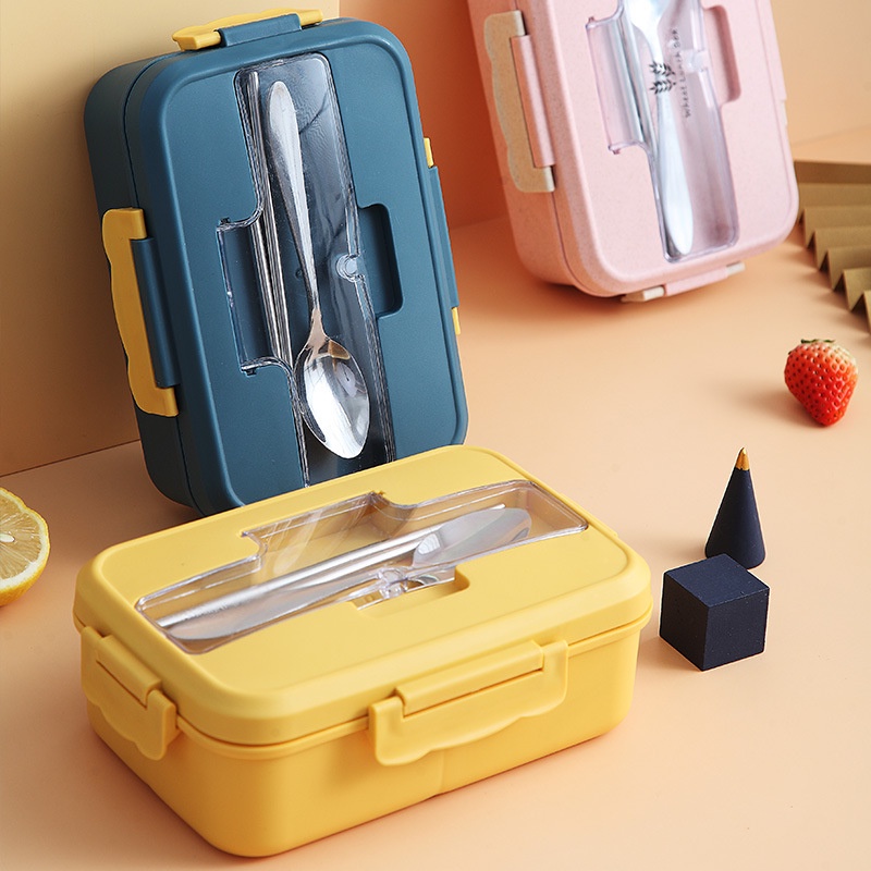 LZ Wheat Straw Eco-friendly Lunch Box With Utensils Portable Picnic ...