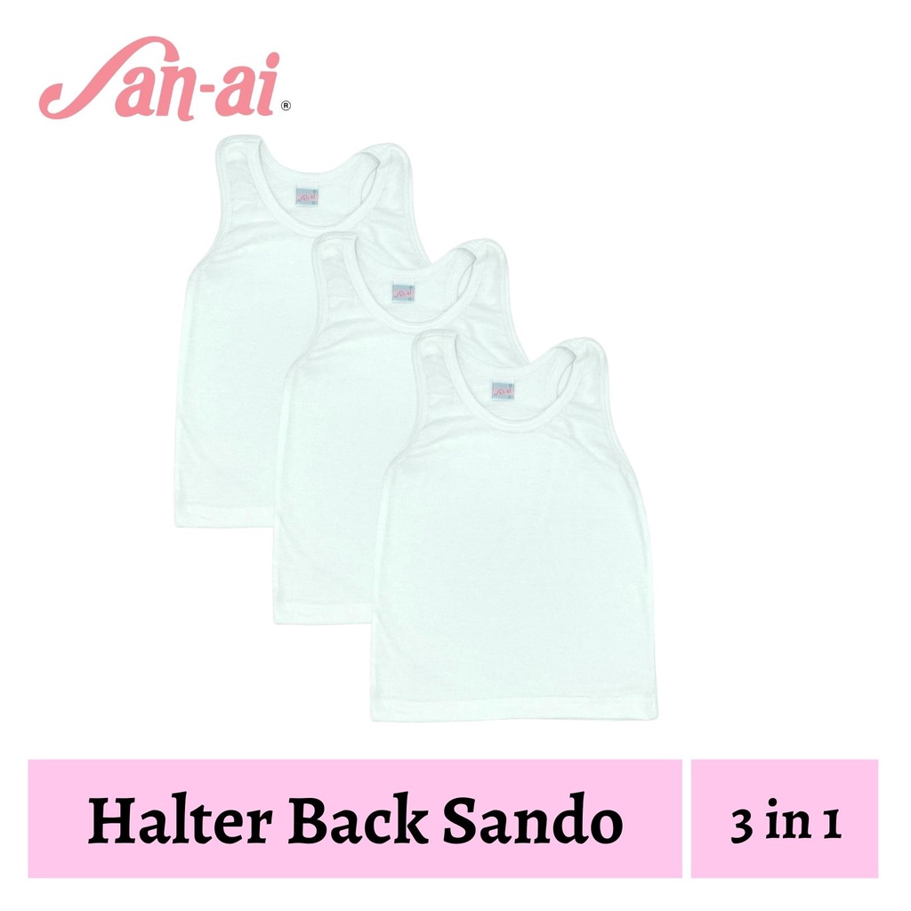 San-ai Infant Baby Plain White Halter Back Sando 3 in 1 | Shopee ...