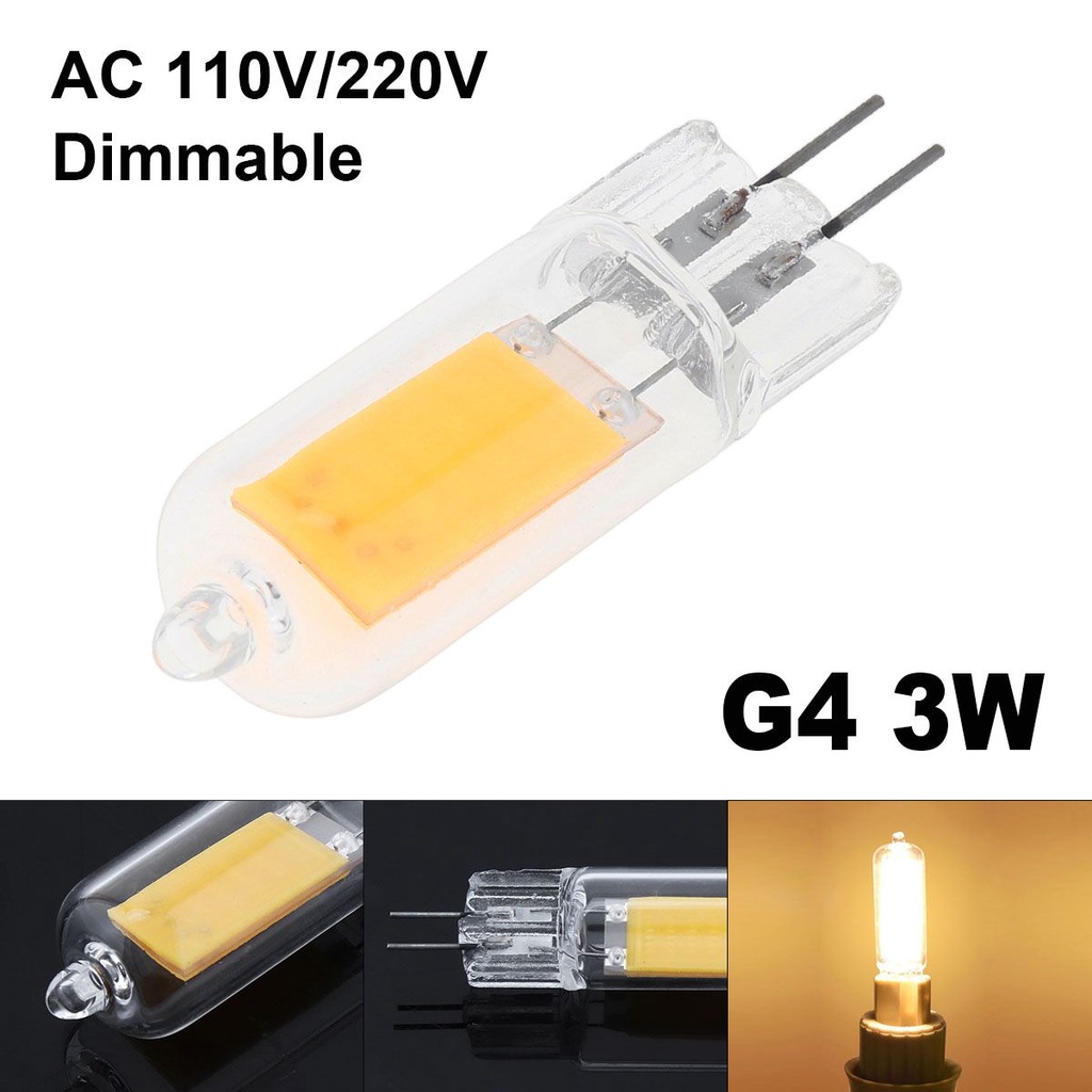 3W 110V/220V Dimmable COB Glass LED Lamp G4 LED Light Bulb Chandelier ...