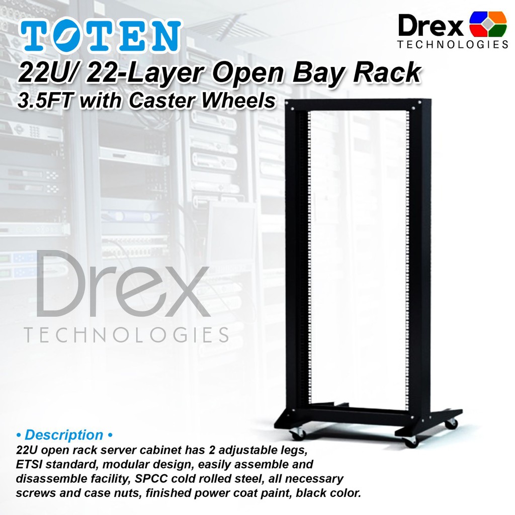 Toten 22U 22-Layer Open Bay Rack 3.5ft With Caster Wheels (Disassemble ...