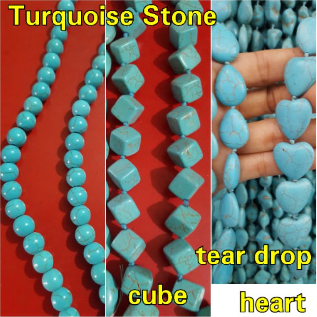 Turquoise Stone ( heart cube tear drop ) | Shopee Philippines