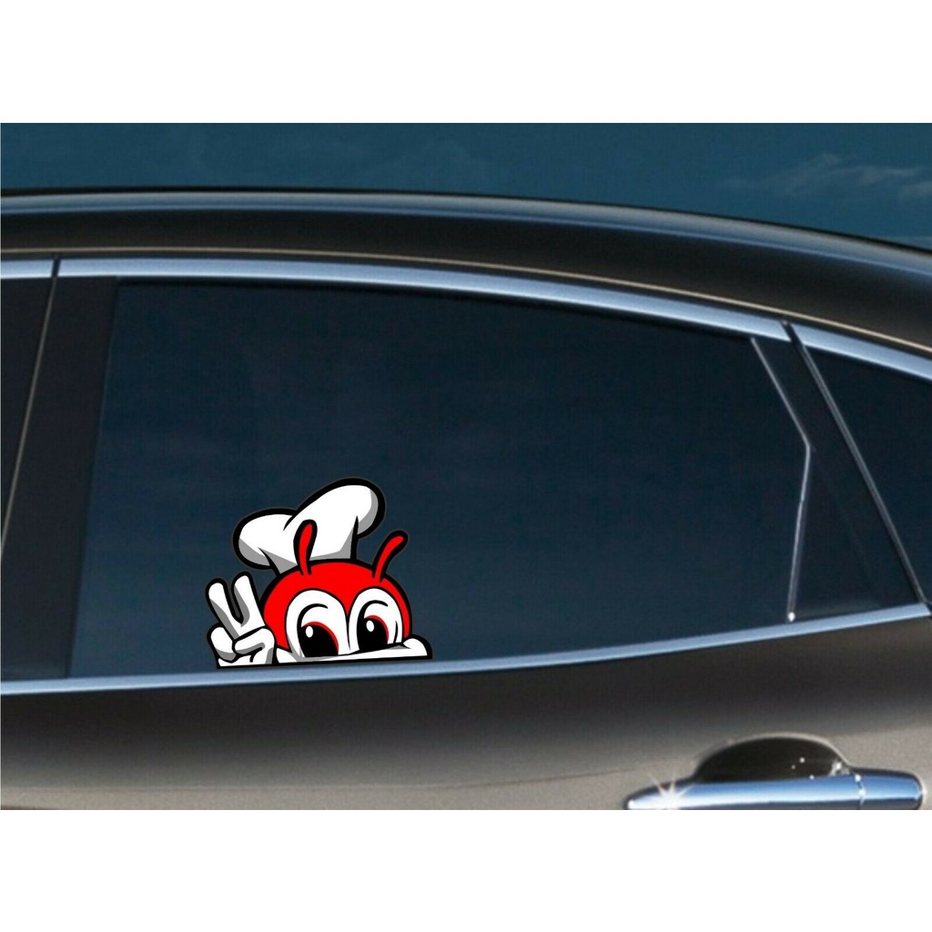1Pair/2Pcs Jollibee Peace Peeking Peek Window Vinyl Decal JDM Stickers ...