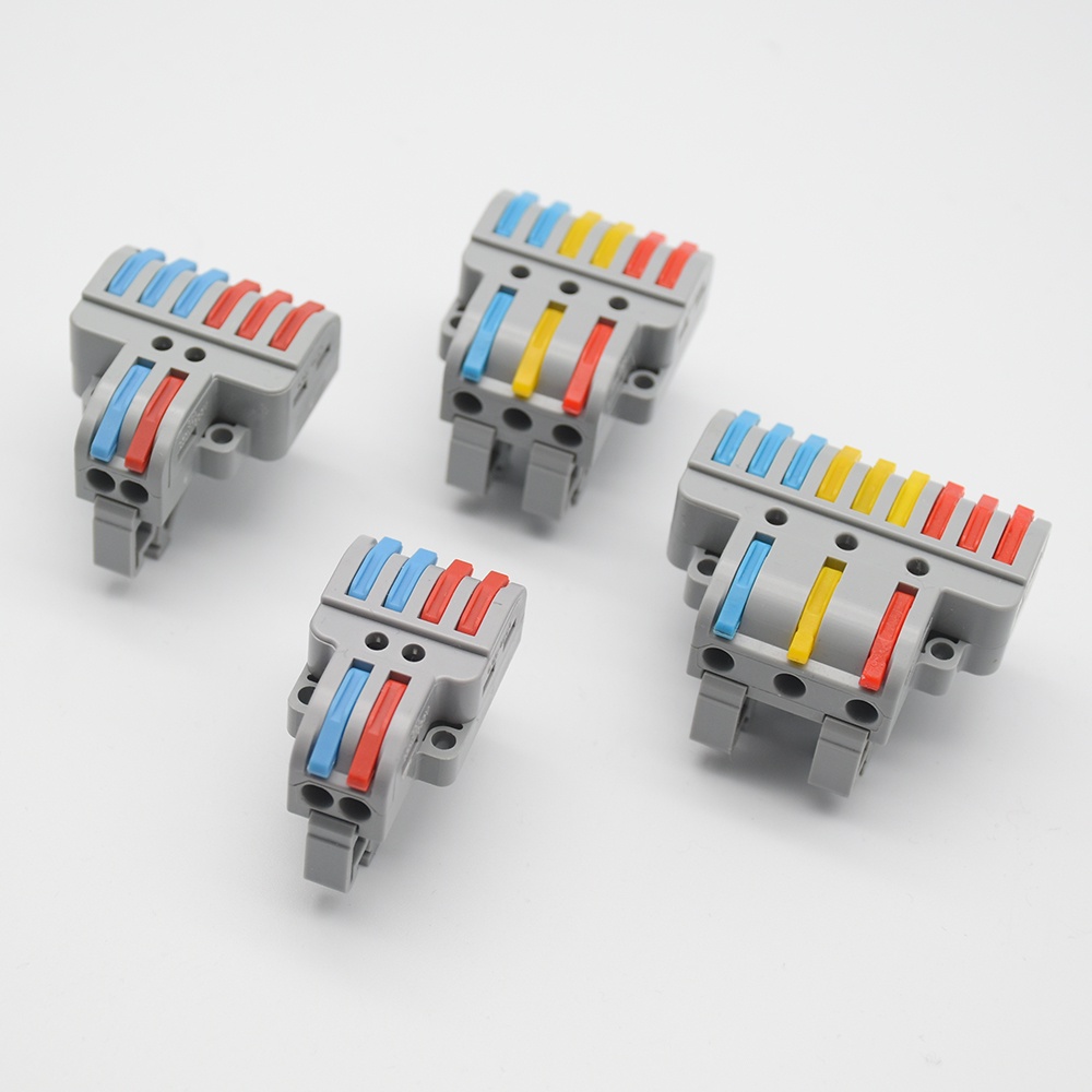 DIN Rail Mini Fast Wire Cable Connectors Universal Compact Conductor Spring Splicing Wiring ...
