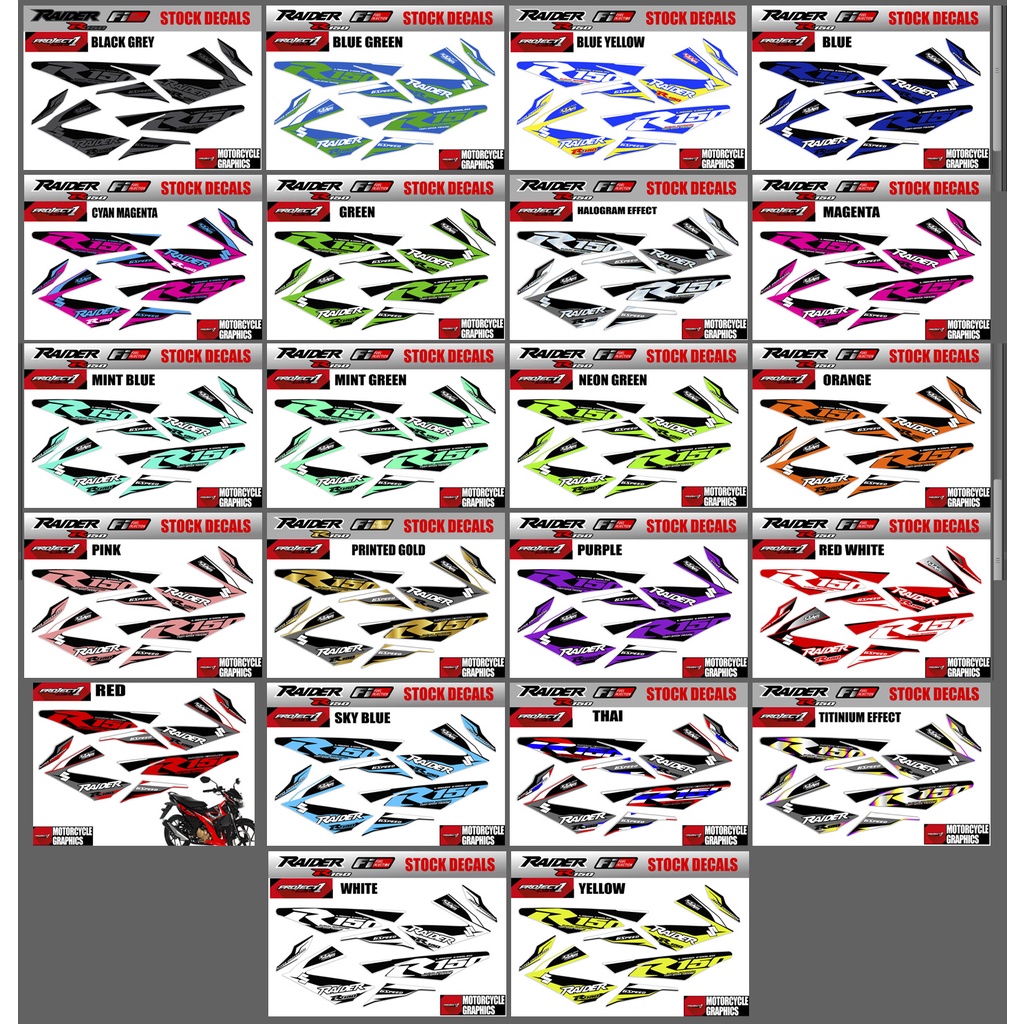 SUZUKI RAIDER R150 FI STOCK DECALS ( IN A HIGH QUALITY PRINT AND ...