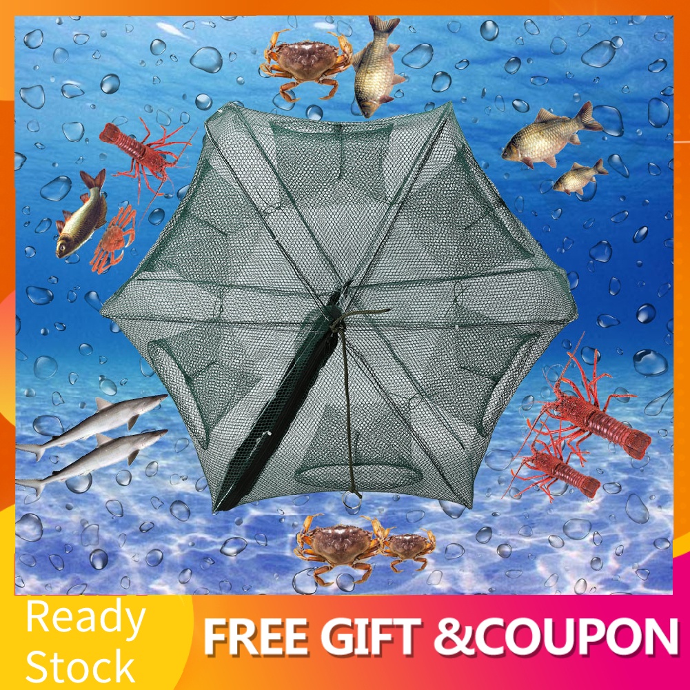 [Ready Stock] 6/12 Holes Automatic Fishing Net Foldable Crab Fish Trap ...