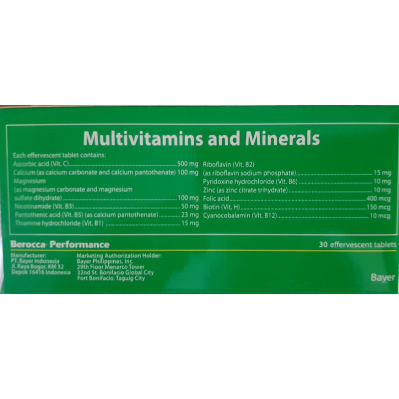 BEROCCA PERFORMANCE Multivitamins - 10 / 15 / 30 Effervescent Tablets ...