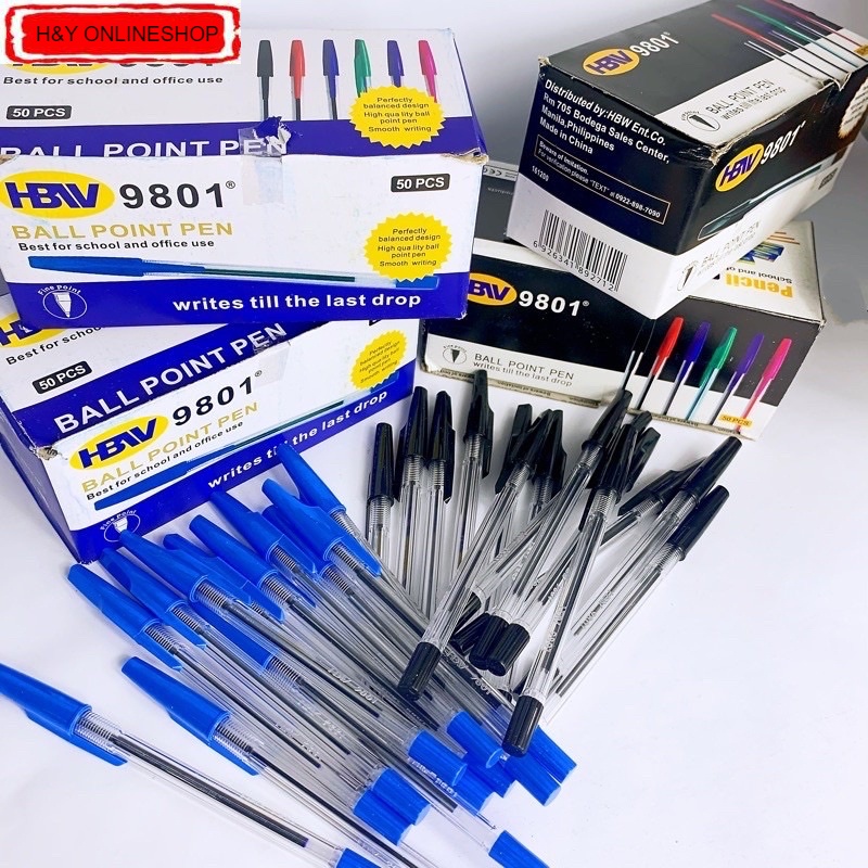 original HBW school office stationery HBW 9801 Ball Point Pen 50pcs ...