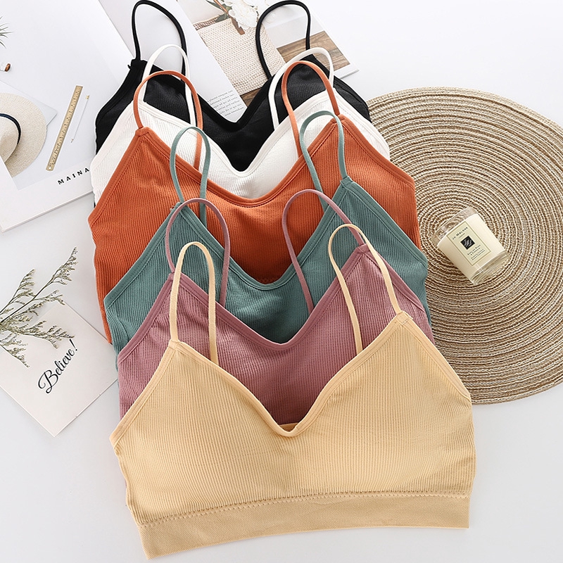 Threaded cloth tube top No steel ring thin camisole Thin shoulder ...