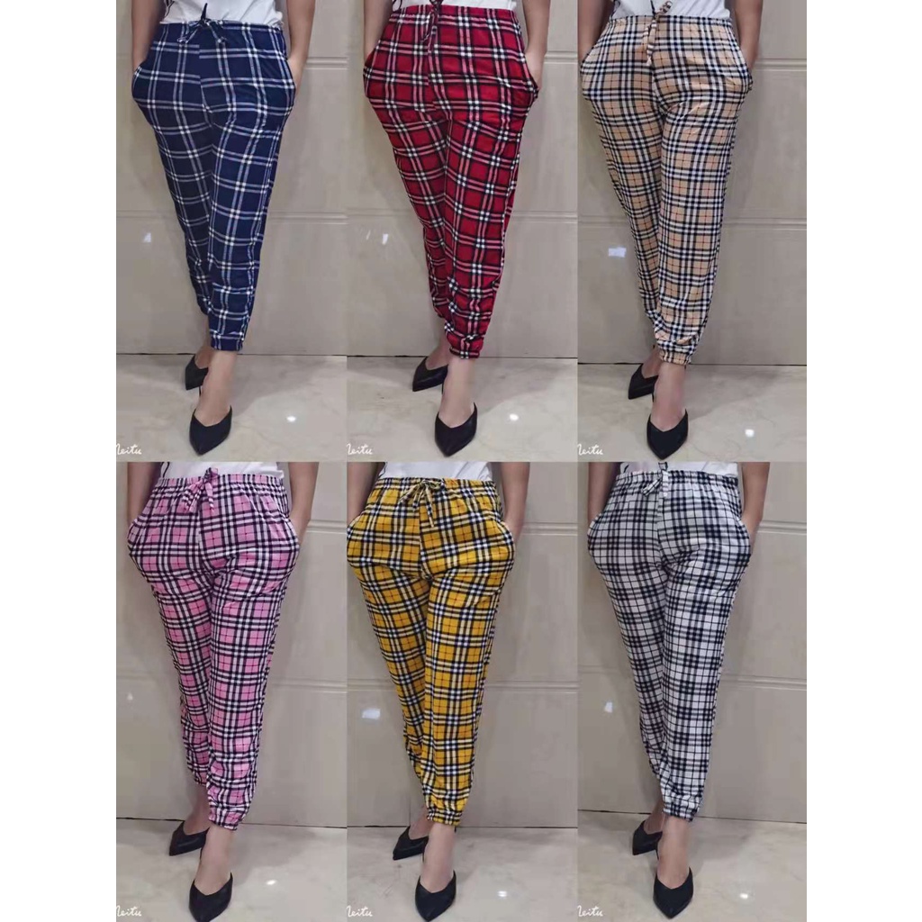 CHECKERED JAGGER PANTS UNISEX (CAN FIT UP TO LARGE) | Shopee Philippines