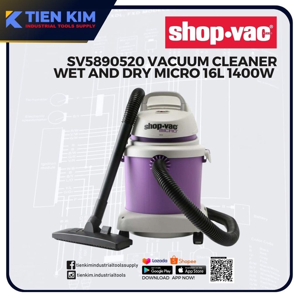 ShopVac SV5890520 Micro 16L Wet and Dry Vacuum Cleaner 1400W | Shopee ...