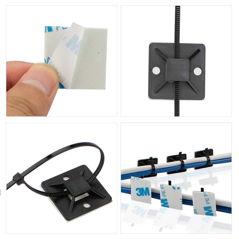 Cable Tie Mount Base 3M Foam Self Adhesive Wire Tie Mount - 20mm/25mm ...