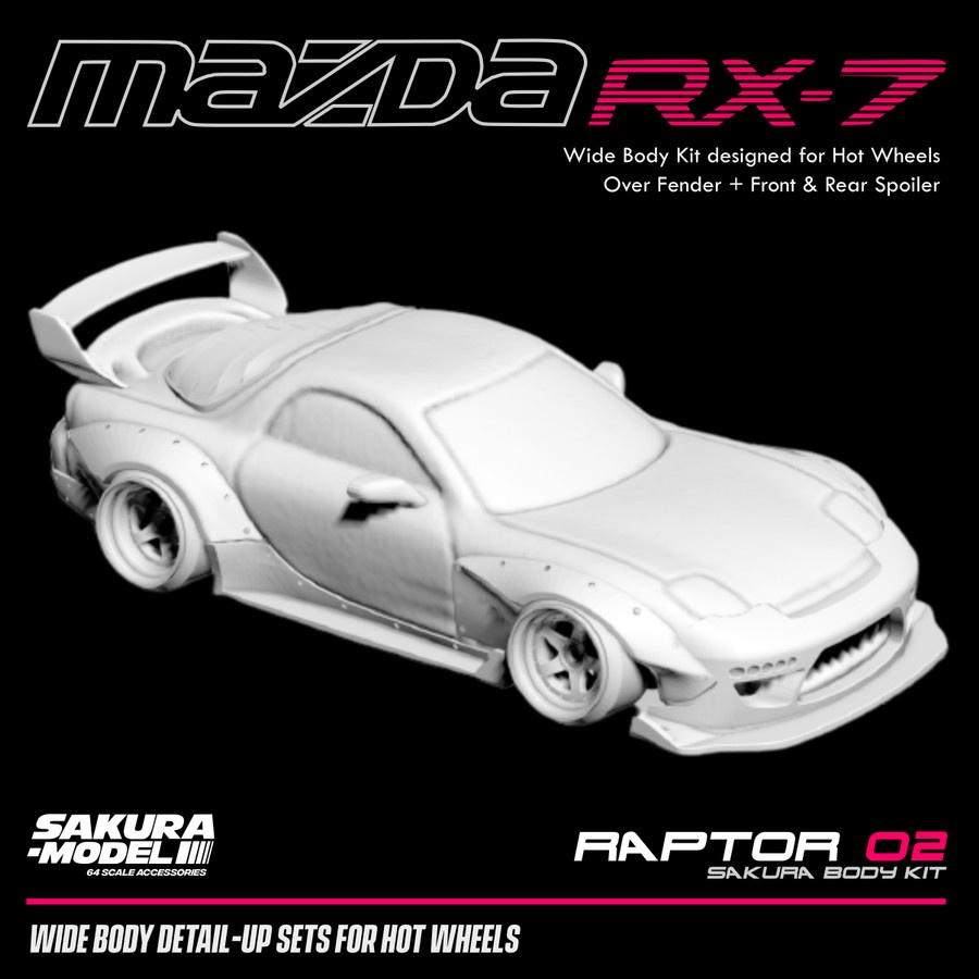 1 Set Resin Wide Body Kit Mazda RX7 FD Hotwheels Diecast Toys Raw for ...