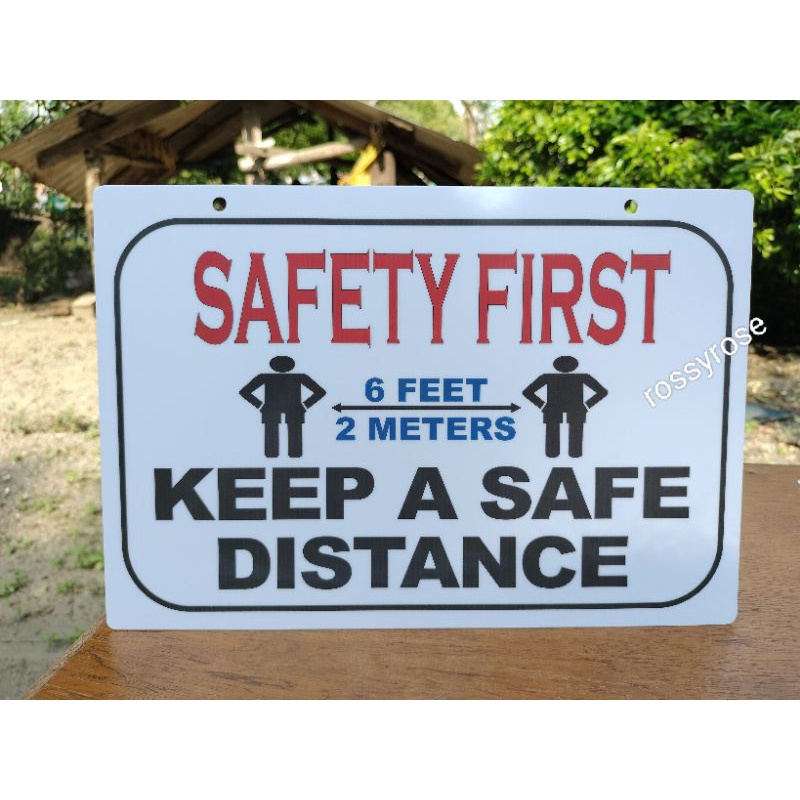 Safety First Keep a Safe Distance Singage PVC Plastic (like ATM and ID ...
