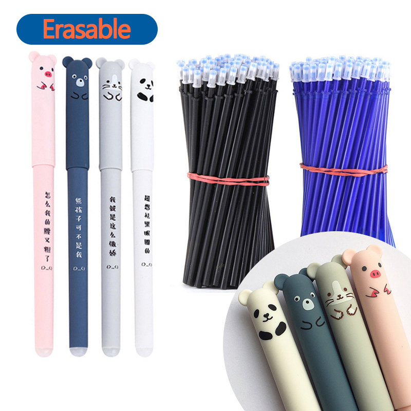 Ready stock! Erasable ballpen set 4 pens and 20 refills Black blue ...