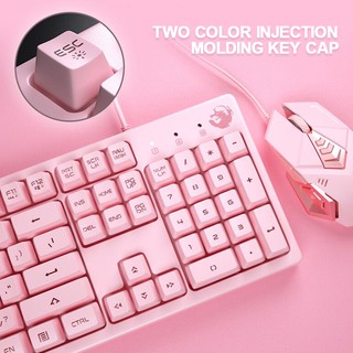 Cute Pink Purple Gaming Keyboard And Mouse Set Wired Headset Mechanical ...