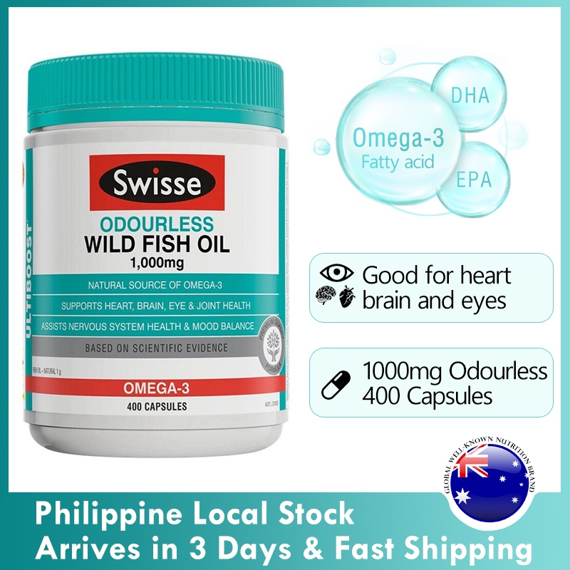 Swisse Ultiboost Odourless Omega-3 Wild Fish Oil 1000mg 400 Capsules ...
