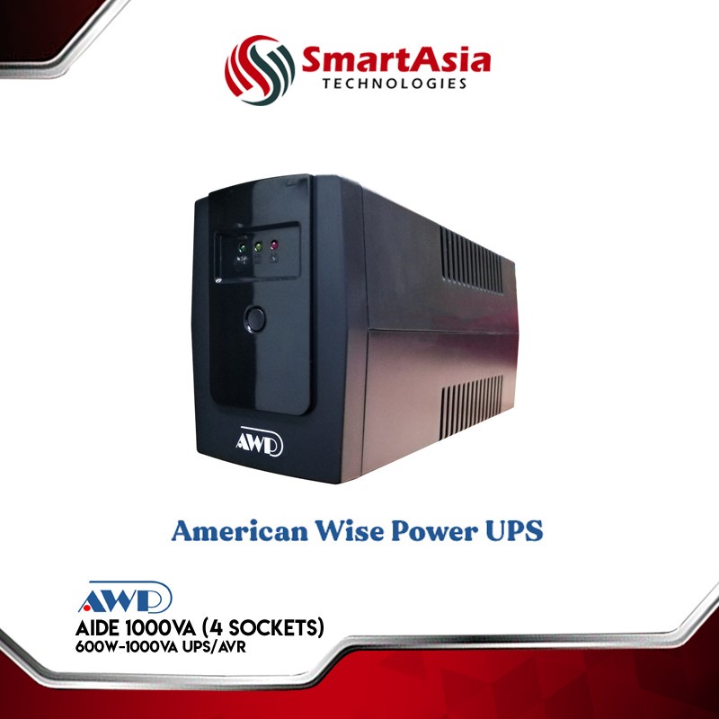 AWP Aide 600W-1000VA Uninterruptible Power Supply with AVR (4 Sockets ...