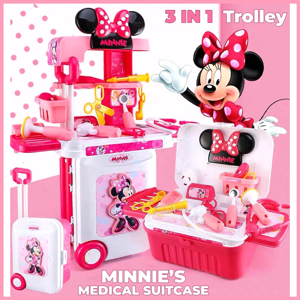 Mrs. Minnie Mouse Medical Suitcase Trolley Doctor Playset Toy for Kids ...