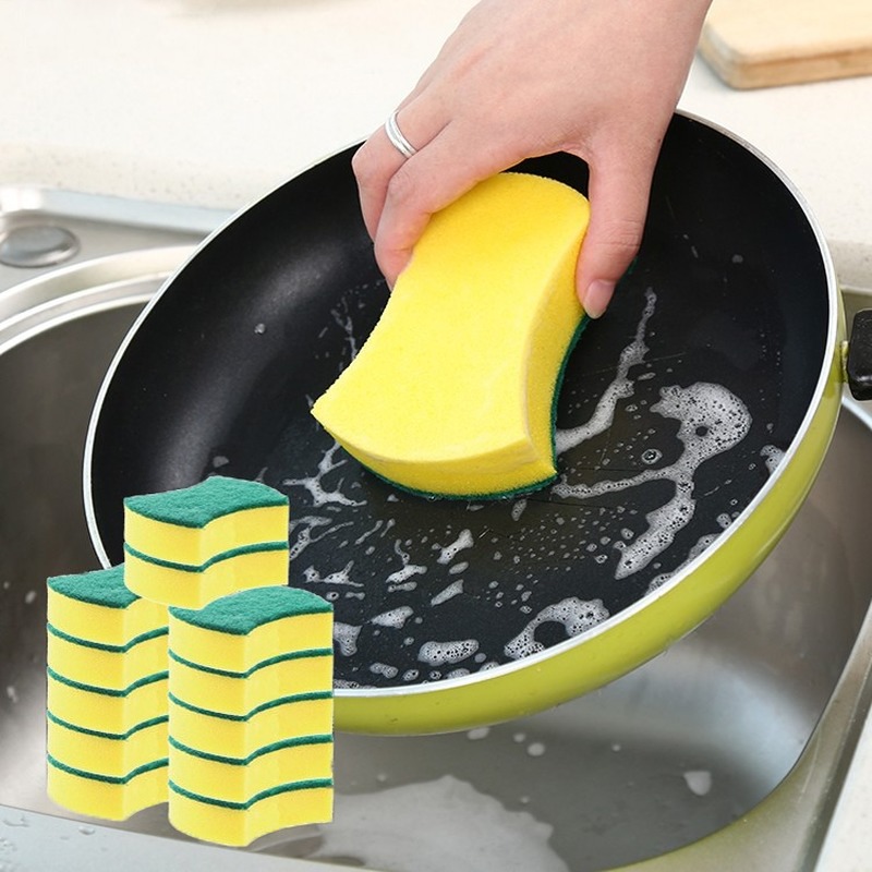 1Pcs Kitchen High Density Sponge Dishwash Wipe Fiber Scouring Pad/Bowl ...