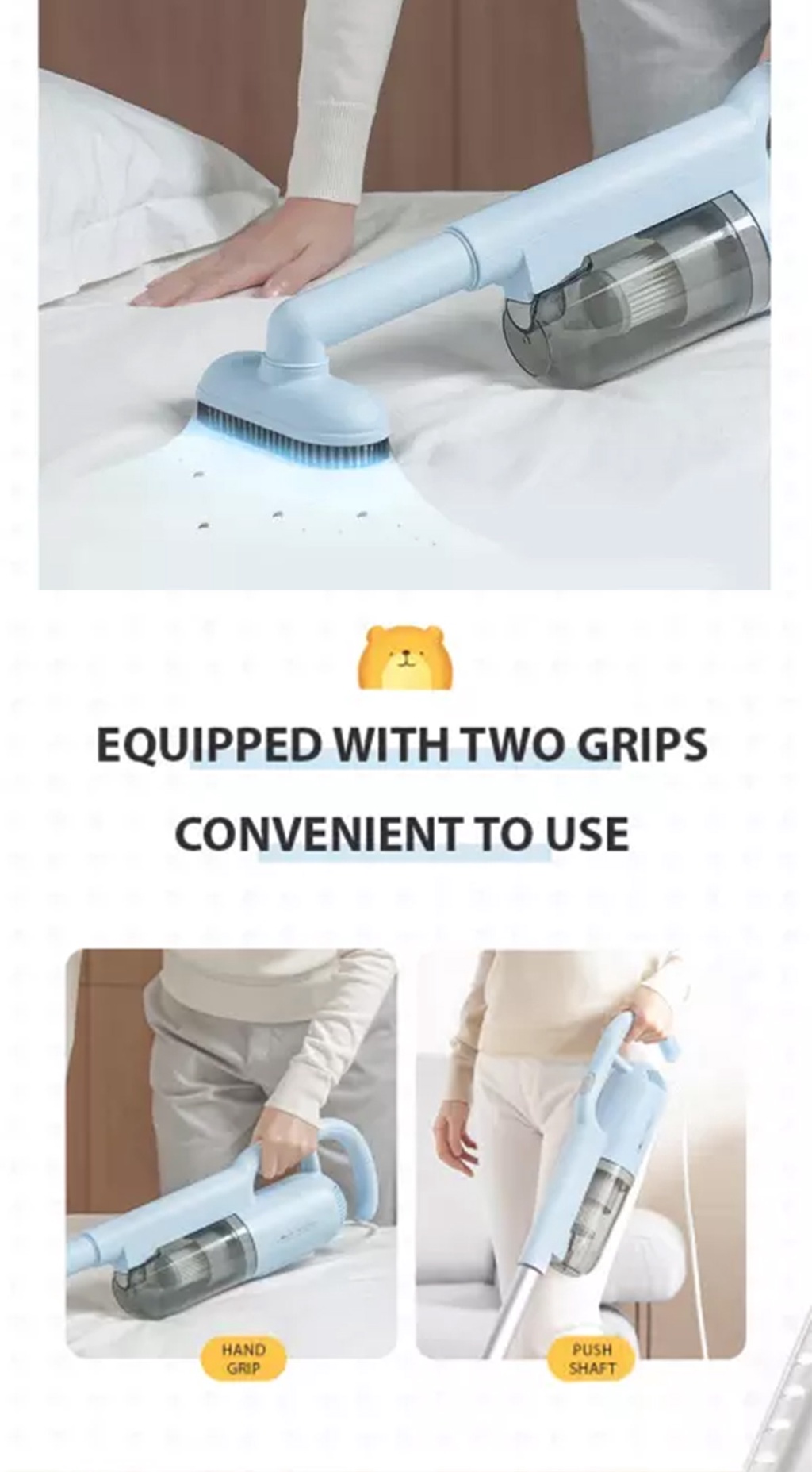 GAABOR x BEAR Corded Lightweight Vacuum Cleaner 400W High Power 10000Pa ...