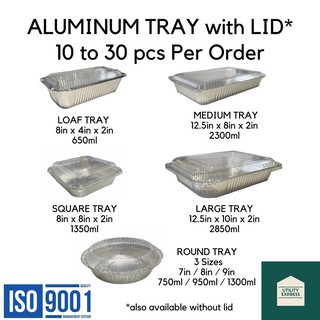[10PCS / 20PCS / 30PCS] Aluminum Tray with Lid / Aluminum Pan 8x4 / 12 ...
