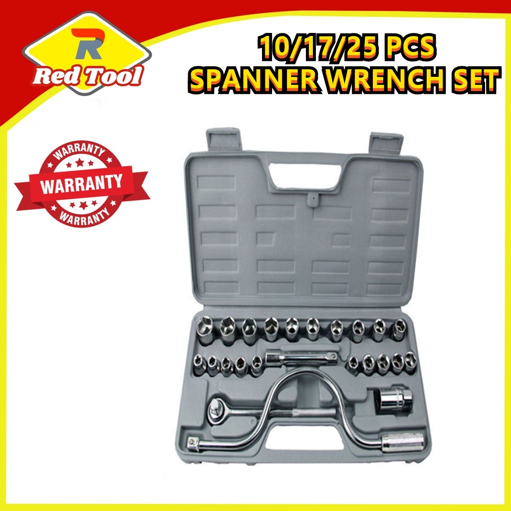 REDTOOL SUPER TOOLS 10/17/25PCS Repair Set Tool Box Spanner Wrench Auto ...