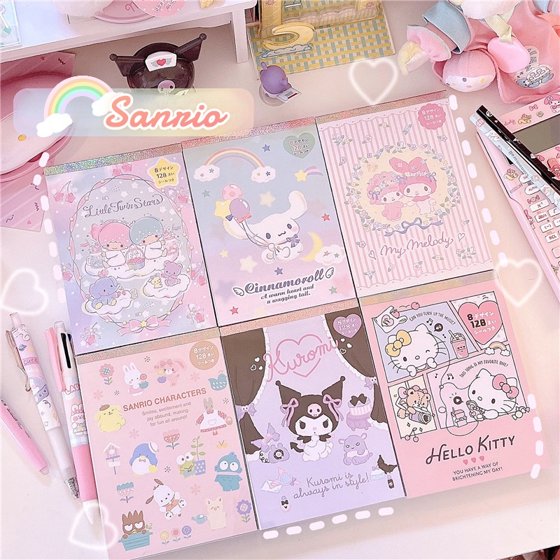 Sanrio Notepad Portable Notebook 128 Sheets Memo Book with Stickers ...