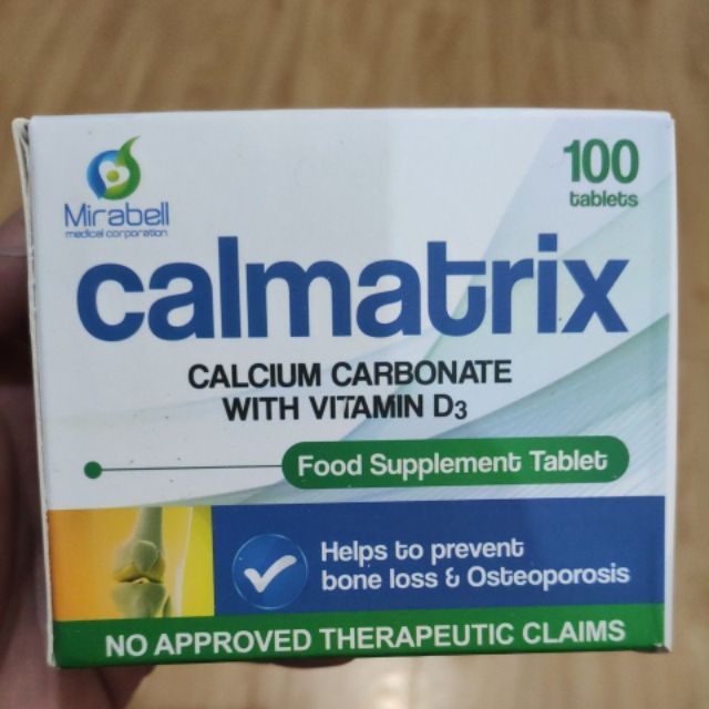 CALMATRIX Calcium Carbonate with Vitamin D3 100 Tablets | Shopee ...