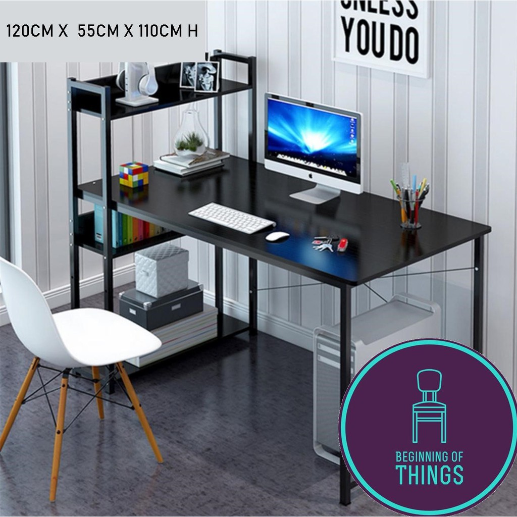 LENNOX 120cm Computer Study Work Table with Bookshelf | Shopee Philippines