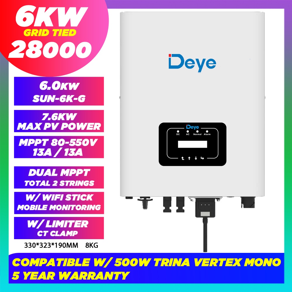 DEYE Grid Tie Solar inverter 3kw 3.6kw 5kw 6kw 8kw not Deye Hybrid Inverter | Shopee Philippines