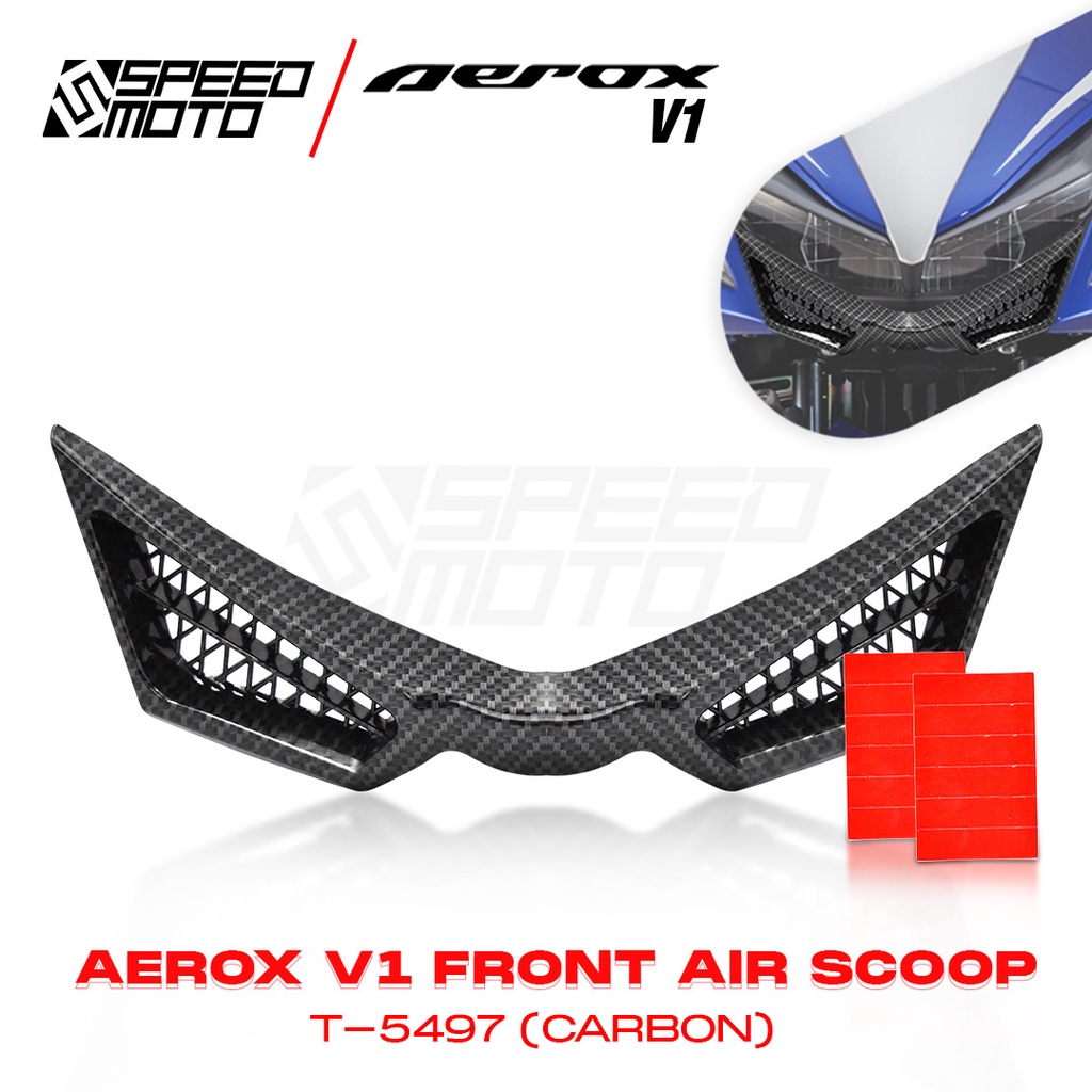 AEROX V1 FRONT AIR SCOOP WINGLET CARBON / MATTE BLACK FOR AEROX 155 V1 ...