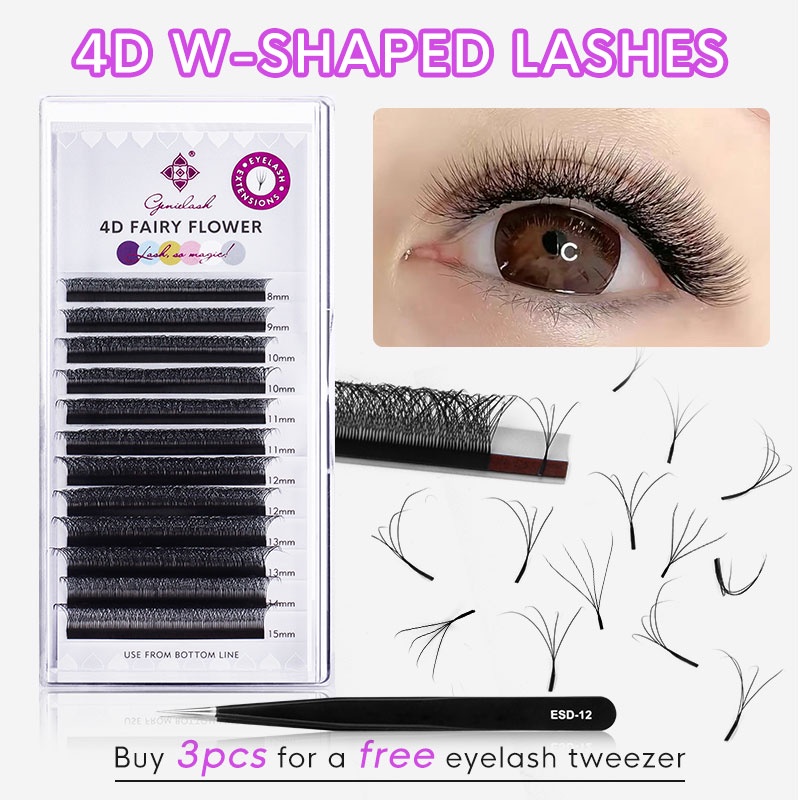 Genielash 4D Clover Eyelash Extension W Shaped Fairy Flower Eyelashes 0 ...