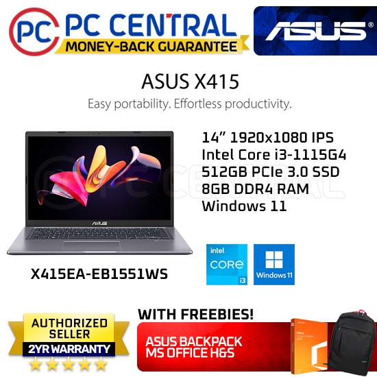 ASUS X415 (X415ea-Eb1551ws) 14" Gray Intel Core I3 11th Gen 8gb Ram ...