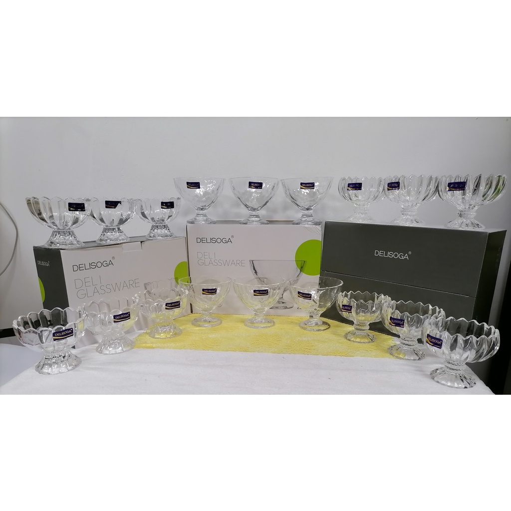 Delisoga Deli Glassware Small Transparent Ice Cream Cup Glass Set 6pcs ...