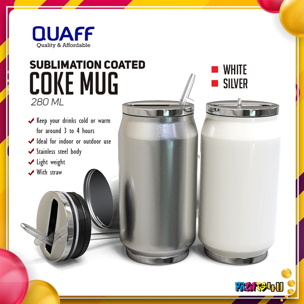 QUAFF Sublimation Coated Aluminum Coke Mug 280ml & 350ml | Shopee ...