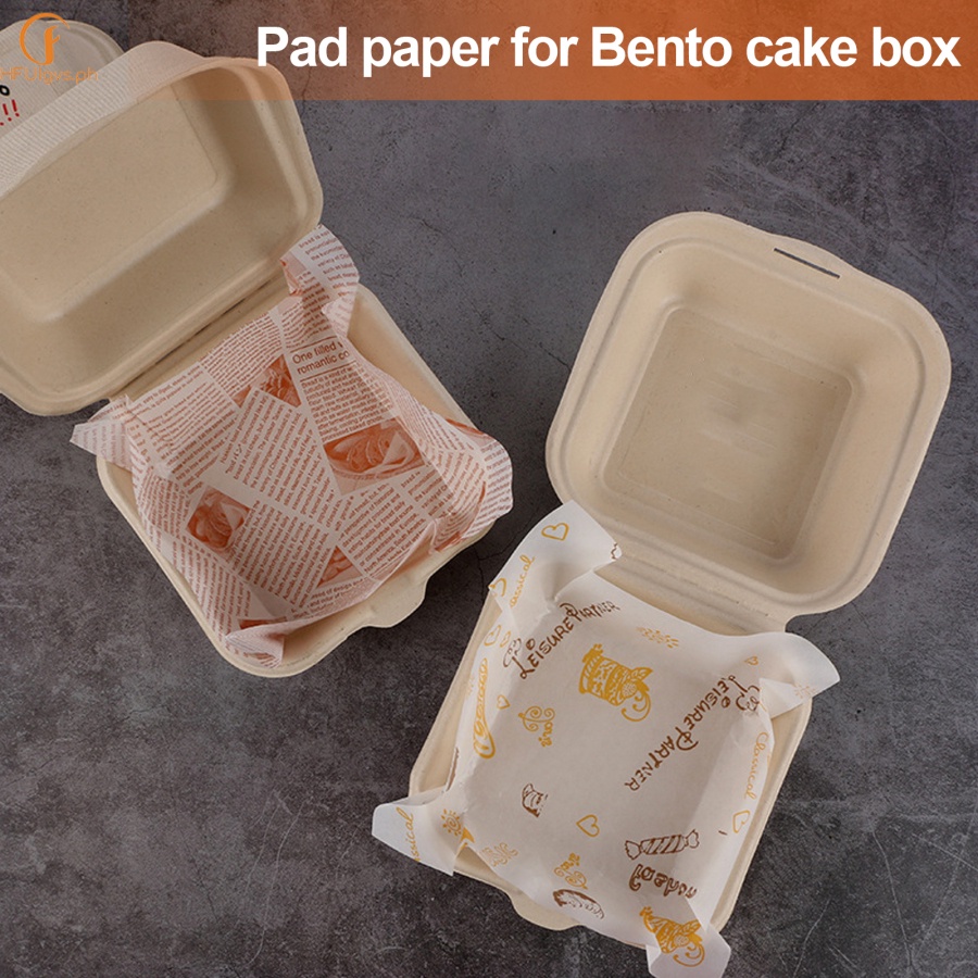 TR Bento Cake Box Food Paper, 50pcs 18*18cm Wax Paper Squares, Non ...