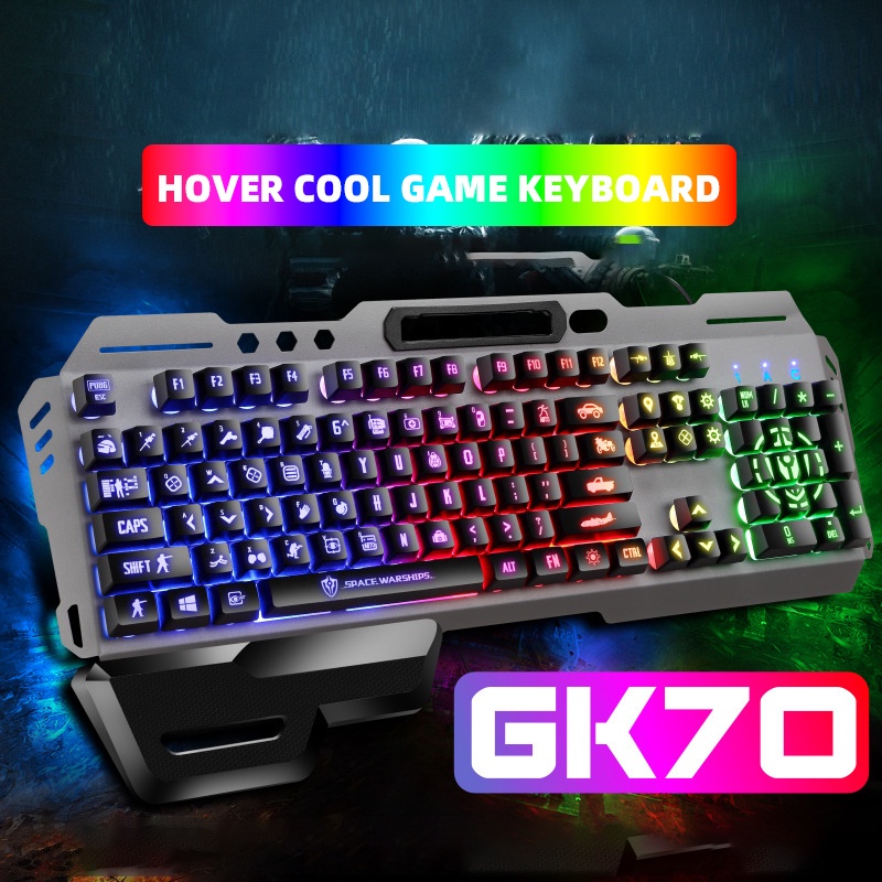 Metal Gaming Keyboard Mechanical Feel With Hand Rest Luminous ...