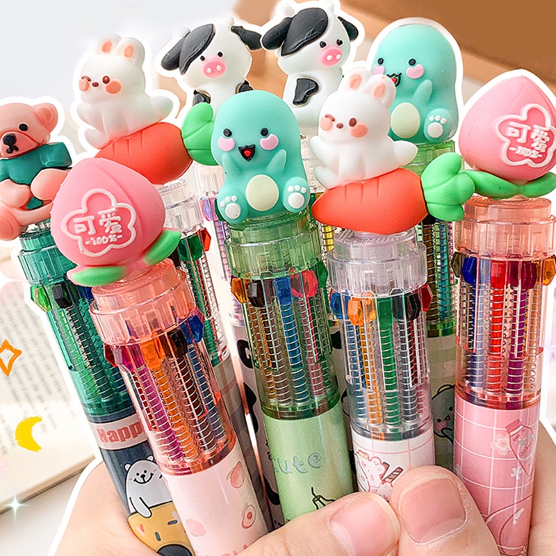 10 Color Cartoon Three-Dimensional Ballpoint Pen 0.5mm Plastic Ball Pen ...