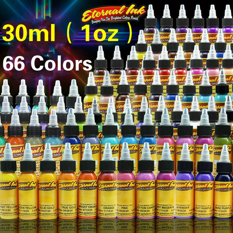Original 30ml (1oz) American permanent 66 color professional tattoo ink ...