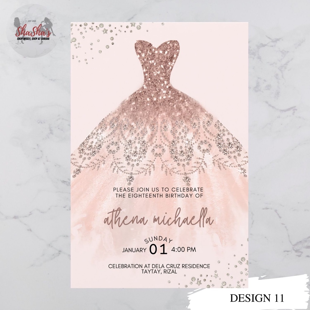 Debut 18th Birthday Invitation Card Minimalist Presyo Lang 14