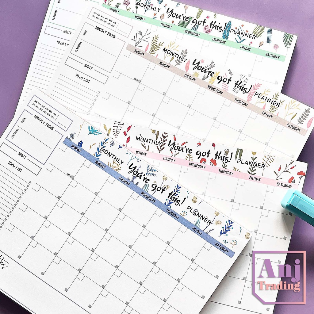 Monthly Planner on Desk Tear Off Pad, 60 Undated Sheets, A4 Size Desk ...