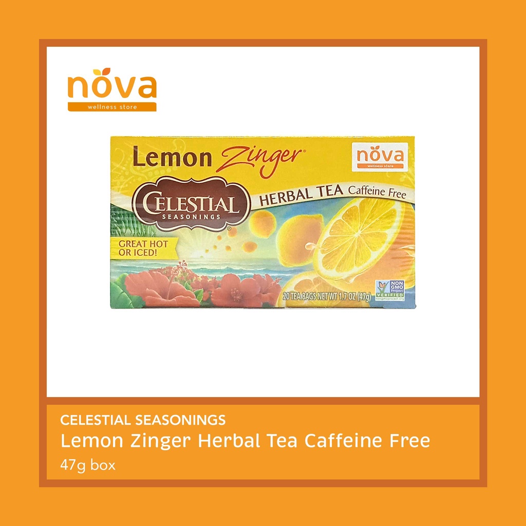 Celestial Seasonings Lemon Zinger Herbal Tea Caffeine Free 47g (box ...