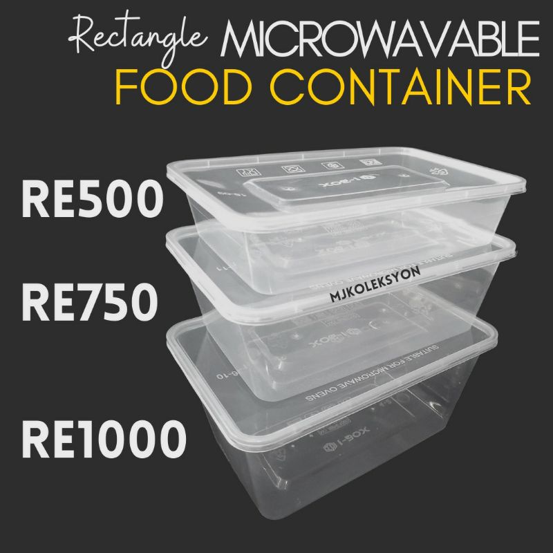 10pcs Rectangle Microwavable Food Container 500ml, 650ml, 700ml 1000ml ...