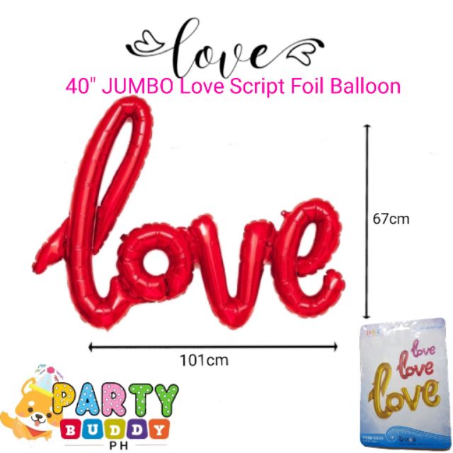 40" JUMBO Love Script Cursive Red Foil Balloon | Shopee Philippines